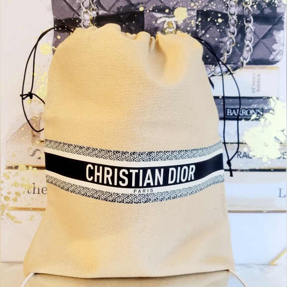 Dior | Bags | Christian Dior Riviera Clutch Drawstring Cotton Pouch New ...